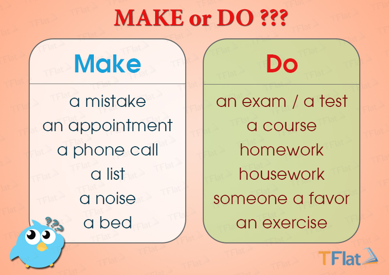 Phân biệt cách sử dụng giữa DO Vs MAKE